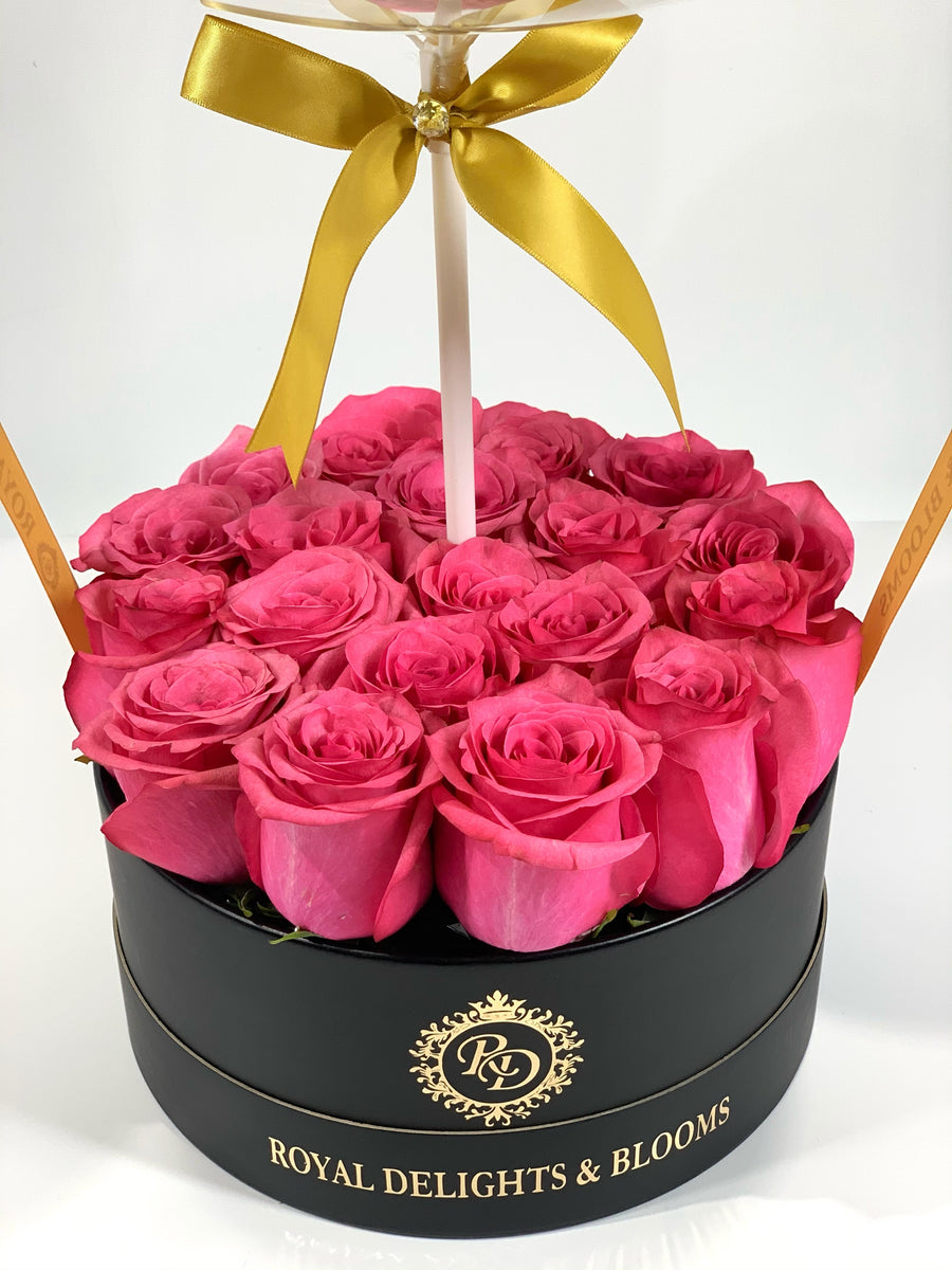 Royal Roses and Personalized Balloon – Royal Delights & Blooms Boutique
